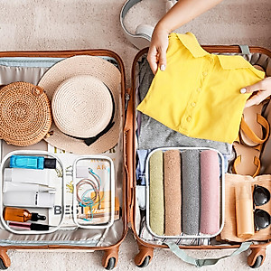 3 Pack Zippered Hard Pouch, Clear Plastic Storage Box Containers Small Toiletry Bag, Clear Hard Shell Zipper Case for Small Items, Toys, Building Blocks, Puzzles, Cosmetics&Stationery, 3 Size (White)