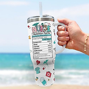 Personalized Nurse Tumbler 40oz -nurse therapeutic origami instructor-Custom Name Insulated Travel Mug with Handle & Straw, Gift for Nurses, Medical Workers, Appreciation, Mother's Day eHvkOU