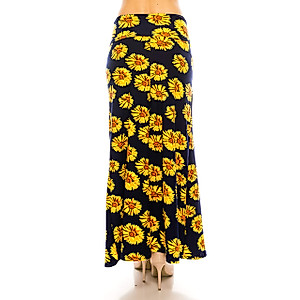 Eevee Women’s Casual Long Maxi Skirts - Basic High Waist Fold Over Soft Floor Length Stretch Casual Boho Lounge Beach G-28 Plus Size