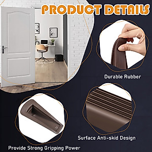 12 Pieces Rubber Door Stoppers Brown Rubber Door Stopper Wedge Large Heavy Duty Flexible Door Holder Door Stop Wedge Anti Slip Door Wedge for Door Bootom on Tile Carpet Wooden Floor Concrete