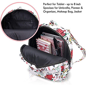 White Dog Small Nylon Bag Multipurpose Causal Daypack for Travel Trip Shopping Tablet iPad Mini up to 8 inches