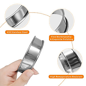 GATOOLER 6 Pieces 4 inch English Muffin Rings Stainless Steel Crumpet Rings Double Rolled Tart Ring Round Muffin Pastry Mousse Cake Baking Rings Heat-Resistant Tart Molds