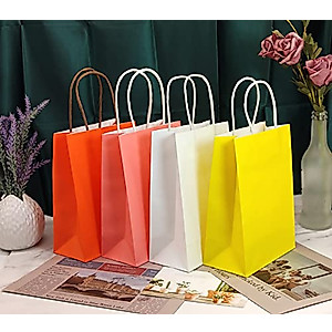GARROS White Kraft Paper Bag 5.8x3x8.3, Gift Bags,Kraft Bags With Handles,Halloween Bags, Chrismas Bags,Paper Shopping Bags, Craft Bags, Merchandise Bags,Party bags,6 Pcs Each