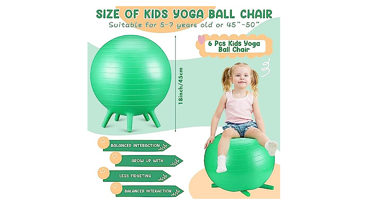 Tradder 6 Pack Kids Yoga Ball Chairs for Classroom, Safe & Fun Seating