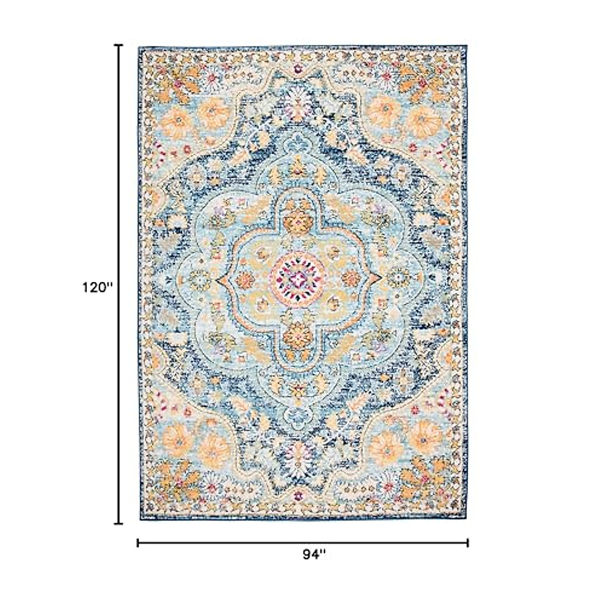 Rugshop Vintage Distressed Bohemian Area Rug 7'10" x 10' Navy