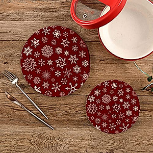 ALAZA Christmas Snowflake Pot Holders Trivets Set 2 Pcs,Potholders for Kitchens,Cotton Coasters Trivets for Hot Dishes/Hot Pots and Pans/Hot Pot Holders
