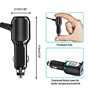 Universal Mini-Port Dash Cam Power Lead PATILWON 11.5Ft Cigarette Charger Cable 12V for GPS Navigation/Sat Nav/DVR/Digital Camera