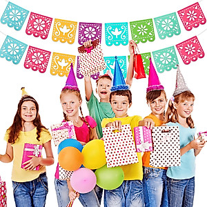 Qpout 2 Mexican Fiesta Party Decorations Banners, Felt Cinco de Mayo Decorations Banner, Day of the Dead Decor Papel Picado Banner, Dia De Los Muertos Garlands, Fiesta Birthday Baby Shower Flags