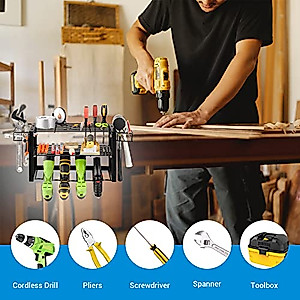 Bodato Power Tool Organizer, 3 Layers Wall Metal Floating Tool Shelf Garage Storage Drill Holder and Tool Holder, Heavy-Duty Utility Rack for Cordless Drill & Screwdriver Gift for Father, Husband