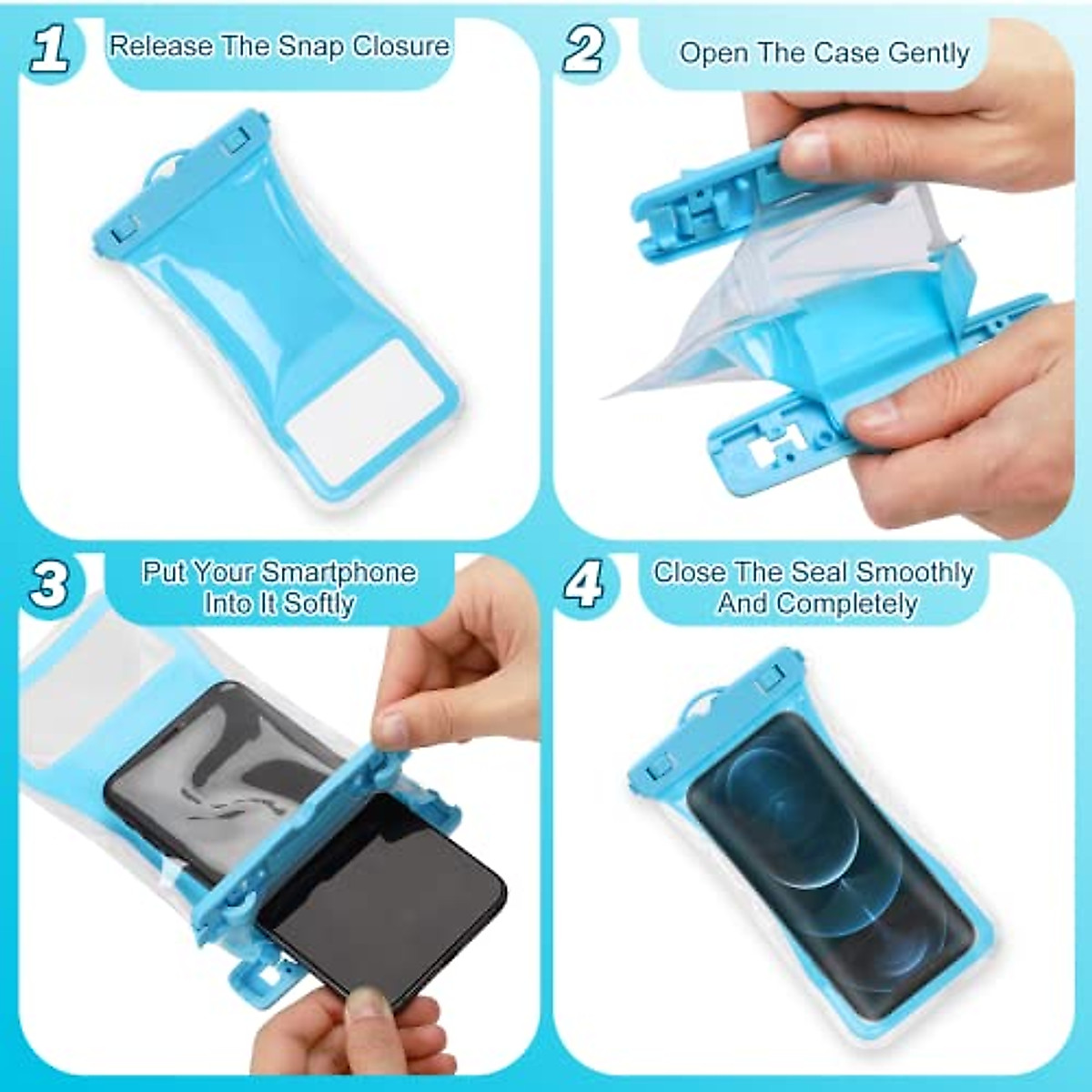 UrbanX Universal Waterproof Phone Pouch Cellphone Dry Bag Case Designed for Google Pixel 6 for All Other Smartphones Up to 7" - Blue