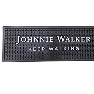 Johnnie Walker Bar Mat Keep Walking Scotch Whisky Spill Mat Rail Drip Mat - 19.25" x 3.5"