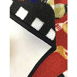 farawamu Fat Chef Kitchen Rugs and Mats, Washable Non Slip Latex Backing Red Kitchen Rugs Door Mats, Funny Chef Decorations for the Kitchen Red