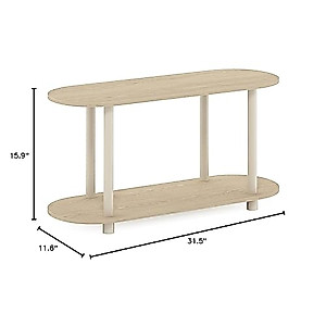 Furinno Turn-N-Tube No Tools Modern Oval Side Table, Bauhaus Oak/Beige