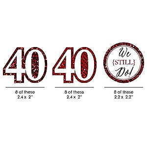 We Still Do Paper Straw Decor - 40th Wedding Anniversary Party Striped Decorative Straws - Set of 24