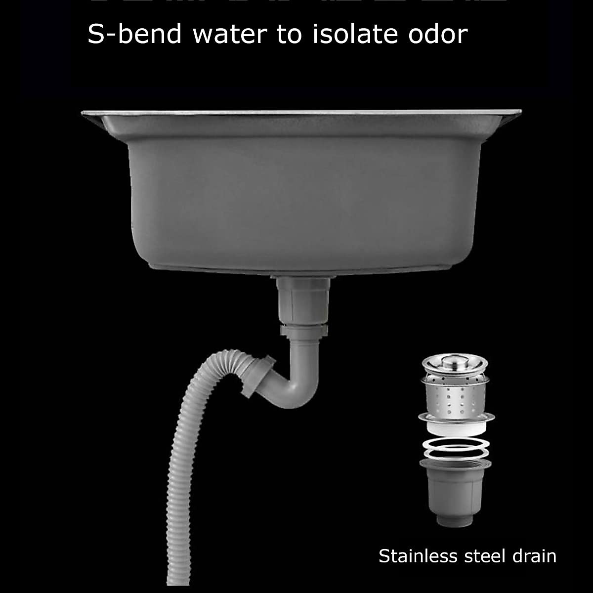 QHDPKU Freestanding Single Bowl Sink Commercial Restaurant Stainless Steel Sinks W/Workbench & Storage Shelves, Outdoor Kitchen Sink for Patio, Garden, Outdoor, 30 X 16 X 30 in