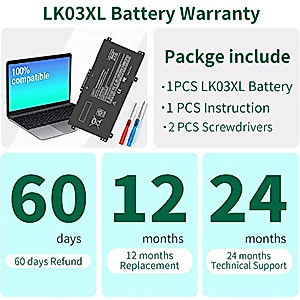 DMKAOLLK LK03XL L09281-855 Battery for HP Envy X360 Convertible 15m-cn0xxx 15-cn0xxx 15m-cp0xxx 15-cr0xxx 15-bp0xx 15-bq2xx 17-ae1xx 15m-cn0012dx 15m-cn0012dx 17m-bw0013dx LK03052XL 916814-855
