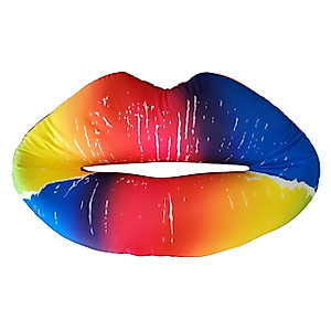 iscream Good Lovin' SWAK Giant 29.5" x 23" Lips Shaped Microbead Accent Pillow, Metallic Pink and Rainbow