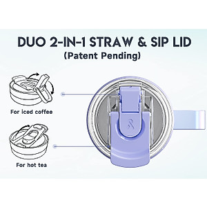 Meoky 40oz Tumbler with Handle, Stainless Steel Travel Mug with 2-in-1 Straw and Sip Lid, Vacuum Insulated Coffee Mug, 100% Leak Proof, Keeps Cold for 34 Hours or Hot for 10 Hours (Fairyland)