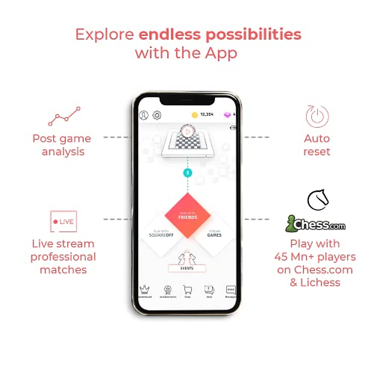 Square Off Grand Kingdom Set | Automated Chessboard for Adults & Kids | World's Smartest Electronic Chess Board | Magnetic Wooden Chess Sets with Self Moving Pieces