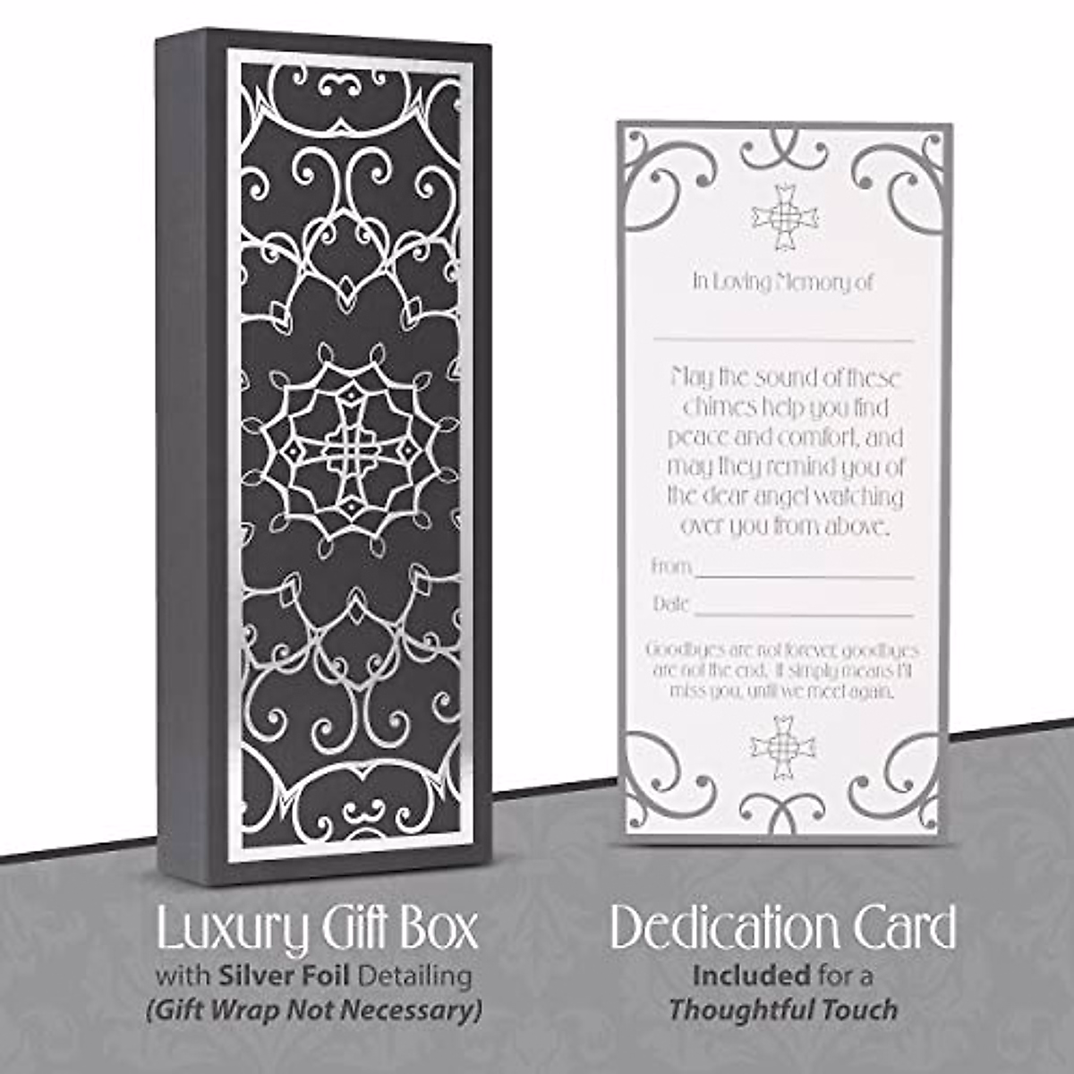 Memorial Wind Chimes with Celtic Angel & Heart - Goodbyes are Not Forever - Sympathy Gift for Loss of a Loved One