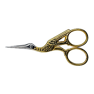Ultima 3-1/2-Inch Forged, Gold-Plated, Stork Embroidery & Sewing Scissors