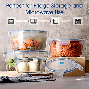 NUTRIUPS 1.6L Glass Food Storage Containers Set, Round Meal Prep Containers, Glass Bowls With Lid