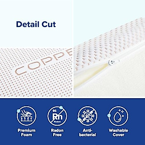 Olee Sleep Tri-Folding Antibacterial Memory Foam Mattress Topper, 4 Inch Copper Bamboo Gel Folding Mattress, Washable Cover, CertiPUR-US Certified, Soft, White, Single Size