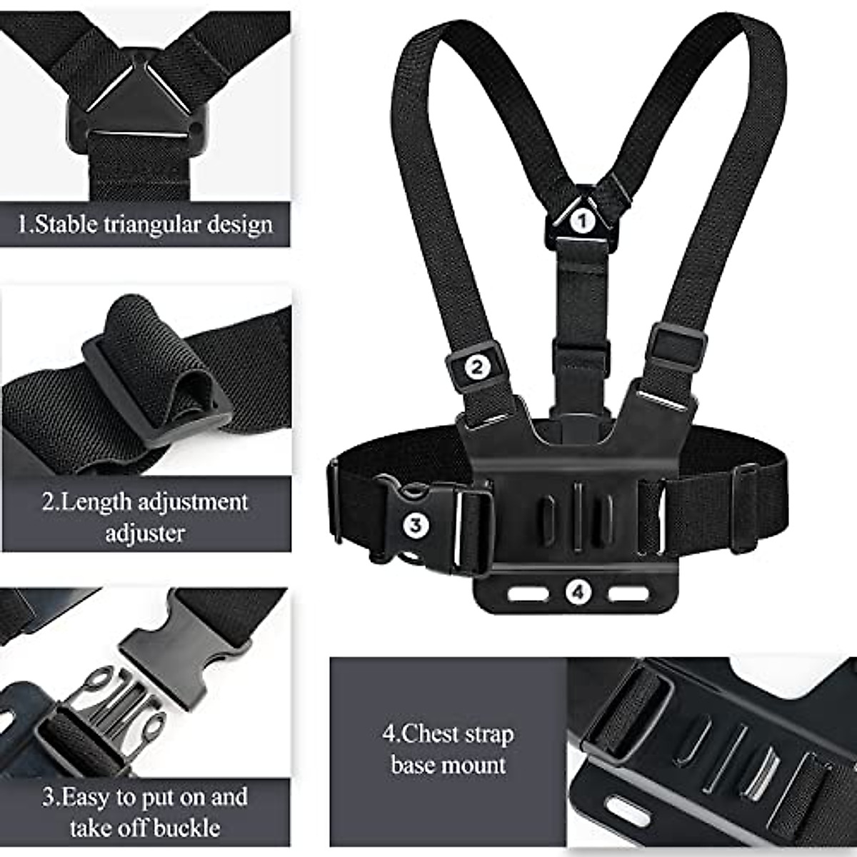 Camola Smartphone Chest Mount, Harness Strap Holder Universal Cell Phone Clip, for Action Camera POV, Gopro Akaso Samsung iPhone, Cell Phone Chest Holder Mount for Recording Devce Video or Filming