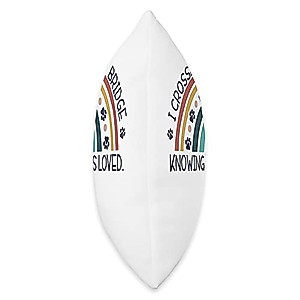 Rainbow Pet Of Loss Dog Memorial Dog Mom wGOz I Crossed Rainbow Bridge Knowing I was Loved Dog Memory Throw Pillow, 16x16, Multicolor