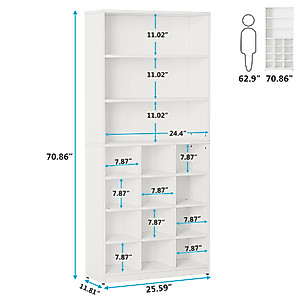 Tribesigns Shoe Cabinet, 24 Pair Freestanding Shoe Rack Storage Organizer with Side Hooks, Modern Shoe Storage Cabinet with Shelves for Hallway Bedroom Closet Entryway, 1PC