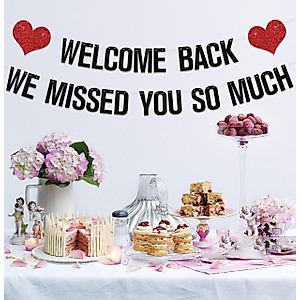 Welcome Back We Missed You So Much Banner, Welcome Back Family Party Decor, Welcome Home We Will Miss You Banner Decorations, Missed You So Much Banner Party Supplies Black Red