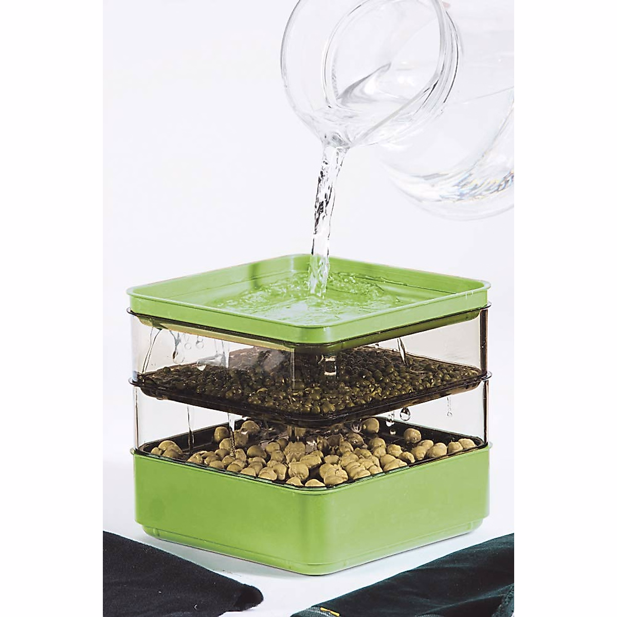 GARDENS ALIVE! Seed Sprouter Kit, Two Tier Stackable Seedling Starter Tray with Lid, Microgreens Propagator Mini Plant Grow Trays, Germinate Seeds Indoors, Healthy Snacks, Bean Sprouts, Soil Free