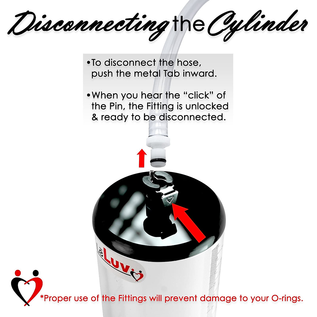 LeLuv 6mm Thick Walled Cylinder 2.1" x 9" for Penis Pumps, Seamless Untapered Clear Acrylic Adult Toy with Measurement Marks and Locking Vacuum Fitting