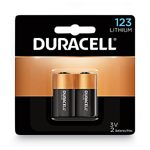 Duracell DL123AB2BPK Ultra High-Power Lithium Battery, 123, 3V, 2/Pack