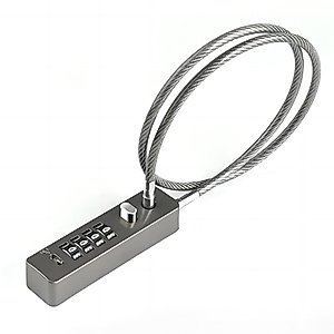 Tcyoatoa Cable Locks with Combination, 23-3/5 Inch Length Steel Cable Rope 4-Digit Combination Lock with Resettable Code for Bikes, Lockers, File Cabinets, Wardrobes, Small Fences (Gun-Grey)