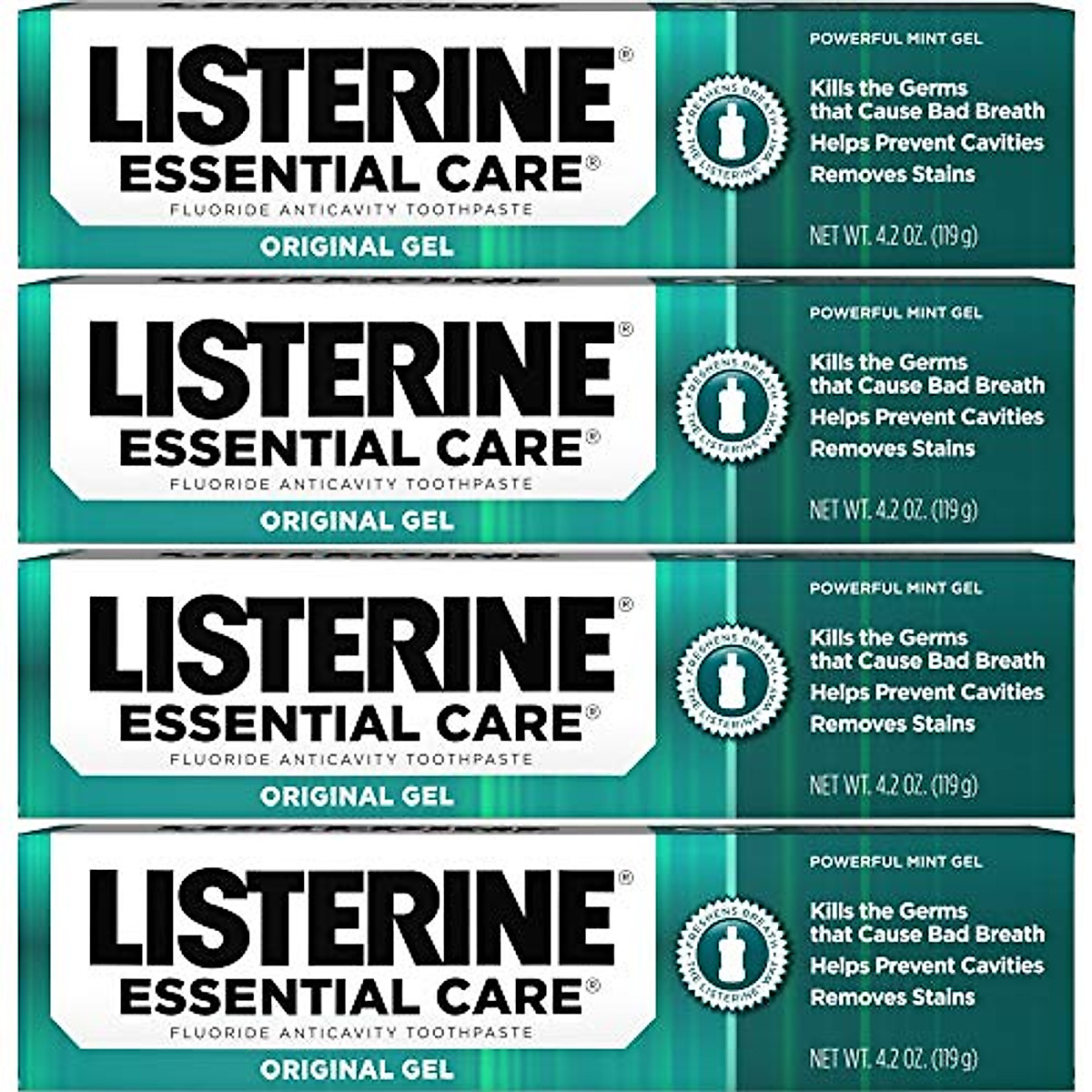 Listerine Essential Care Toothpaste Gel 4.20 oz (Pack of 4)