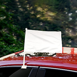 BANNER BUZZ MAKE IT VISIBLE Solid White Car Window Clip Flag Fade Resistant Vehicle for Patriotic, Sports Events, Parades - Premium - Double Side Printing (Pack of 100)