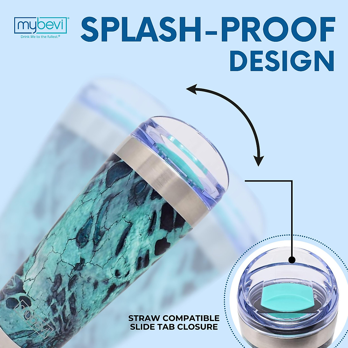 MyBevi Classic Stainless Steel Premium Grade Insulated Travel Tumbler (Shoreline Blue 26 oz)