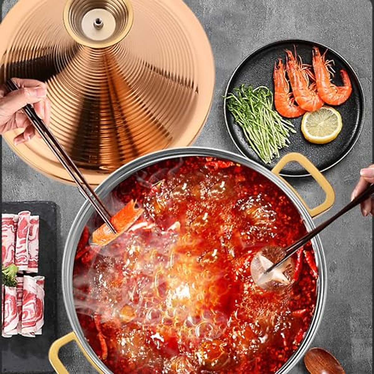 Large Moroccan Tagine Pot - Stainless Steel Tajine Casserole with Cone-Shaped Lid, Non Stick Cooking Pot with 2 Handles - Perfect for Traditional Moroccan Cooking