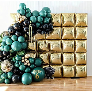 Gold and Silvery Suare Foil Balloon Wall Backdrop for Photos Double Sided Balloon Arch Garland Kit for Anniversary Bachelorette Birthday Engagement Bridal Baby Shower Party Decorations 25pcs