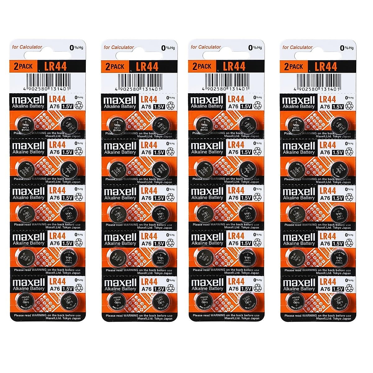 Maxell LR44 (A76) Batteries, 40 Count