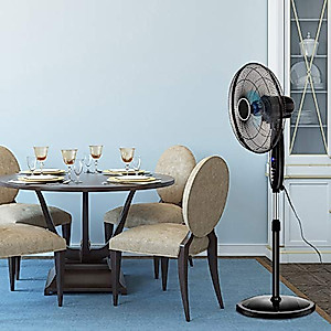 GOFLAME 16" Dual Blade Pedestal Fan, Oscillating Stand Fan Height Adjustable with Remote Control, 3 Speed Settings, Timer, LCD Display, Ideal for Bedroom, Living Room, Office
