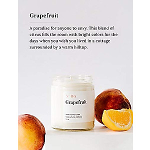 Mia's Co Grapefruit Scented Candle, Handmade with Natural Soy Wax and Cotton Wicks, 7.5 oz Minimalist Aromatherapy Candle for Home, Long Lasting Burning for Stress Relief, Candle Gift for Women