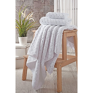 BAGNO MILANO Turkish Bath Towels, Soft Plush Jacquard Luxury Bath Towels, Quick Dry Towel Set (White, 6 pcs Towel Set)