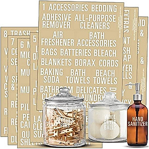 Talented Kitchen 162 Bold All Caps Laundry Room Labels Set. White Labels on Clear Backing. 162 Laundry, Linen Closet & Cleaning Supplies Vinyl Stickers. Organization Storage System
