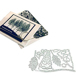 Christmas Tree Stamps and Dies for Card Making, Winter Pine Trees Words Cutting Die and Clear Stamps for Bullet Journal DIY Scrapbook Decoration Handmade Crafts Notebook