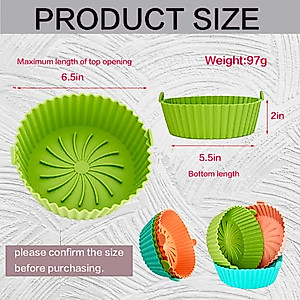 LAVOZZA 3pcs 5.5inch Air Fryer Silicone Liners,Heat Resistant Reusable Round Tray Silicone Lined,Fits 1-3 QT Air Fryer Microwaves, Ovens, etc.（Orange/Blue/Green）