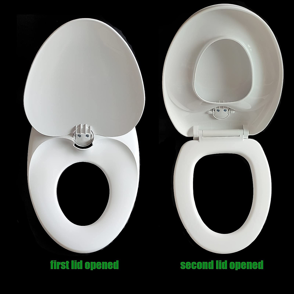 Toilet Seat with Built-In Potty Training Seat, Soft Close,Never Loosen,Removable Easy to Instal &Clean,Durable Plastic ,Fits both Adult and Child,ELONGATED, White