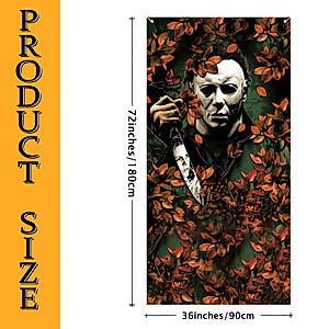 Michael Myers Door Cover Scary Creepy Halloween Photo Backdrop Halloween Birthday Party Decorations and Supplies for Home