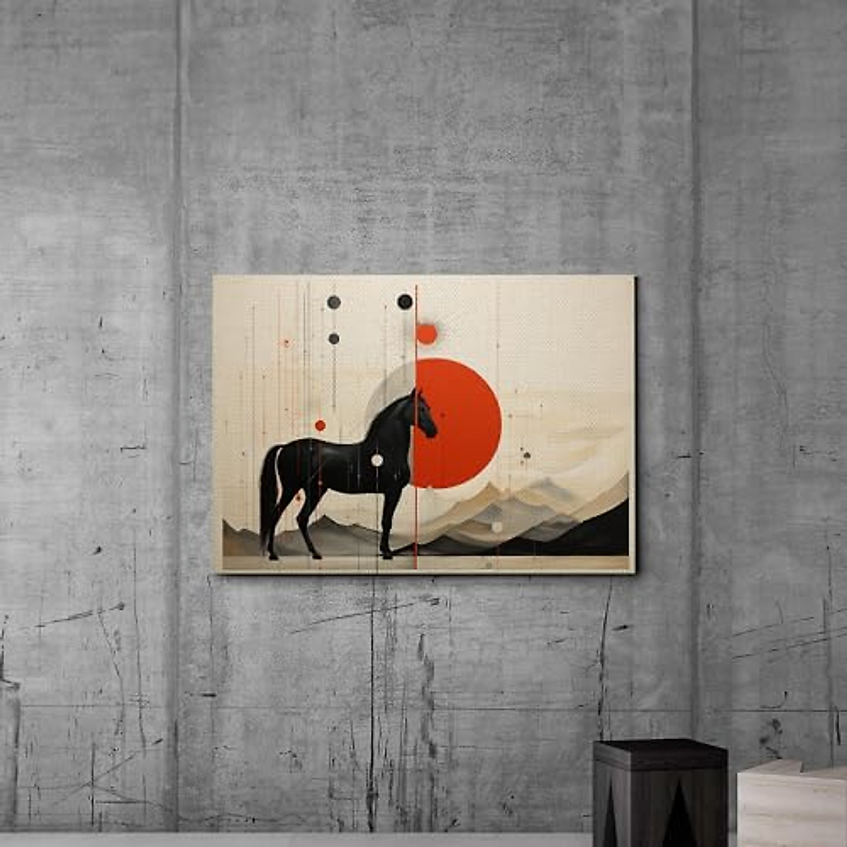 Majestic Black Stallion Galloping In The Clouds, Black Horse On Salt Flats, Canvas Print, Black Horse Print, Black Horse Wall Art